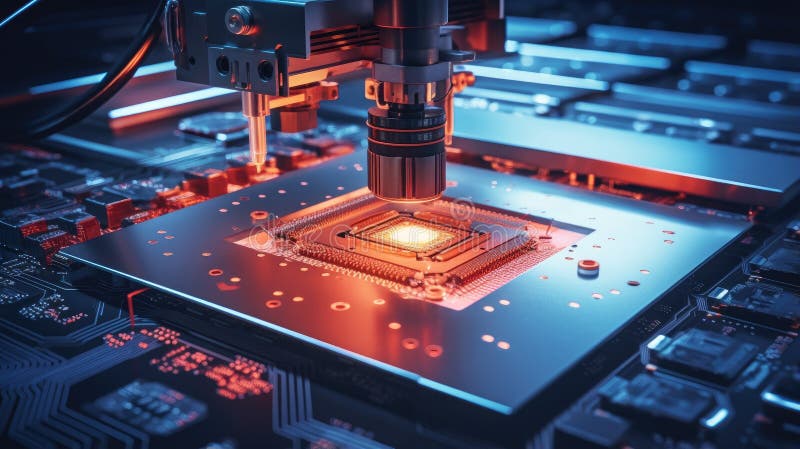 Production of a Modern Microprocessor Stock Image - Image of microchip ...