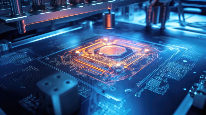 Production of a Modern Microprocessor Stock Photo - Image of factory ...