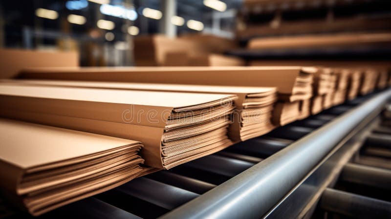 Production of New Goods at the Factory, Modern Technologies. Cardboard ...