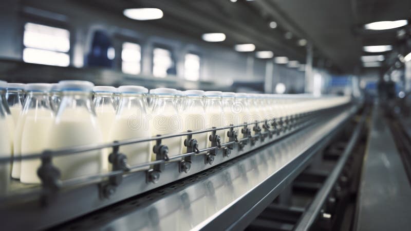 Production of New Goods at the Factory, Modern Technologies. Milk, Cow ...