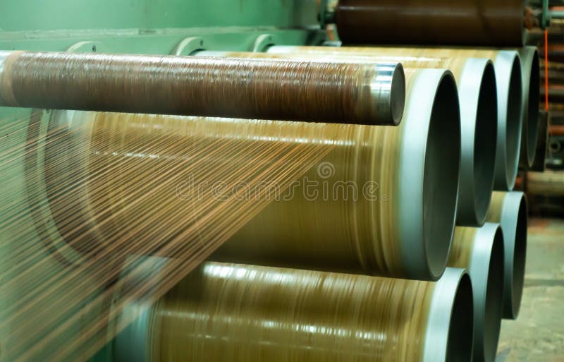 Nylon thread in a factory stock image. Image of factory - 184667445