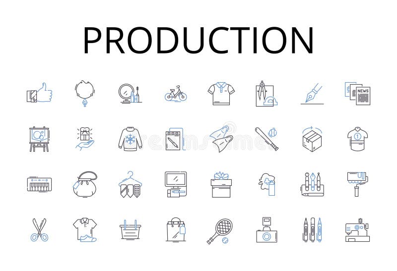 Production Line Icons Collection. Creation, Development, Fabrication ...
