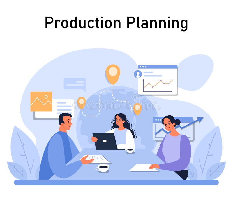 Production Planning Team Concept. Flat Vector Illustration. Stock ...