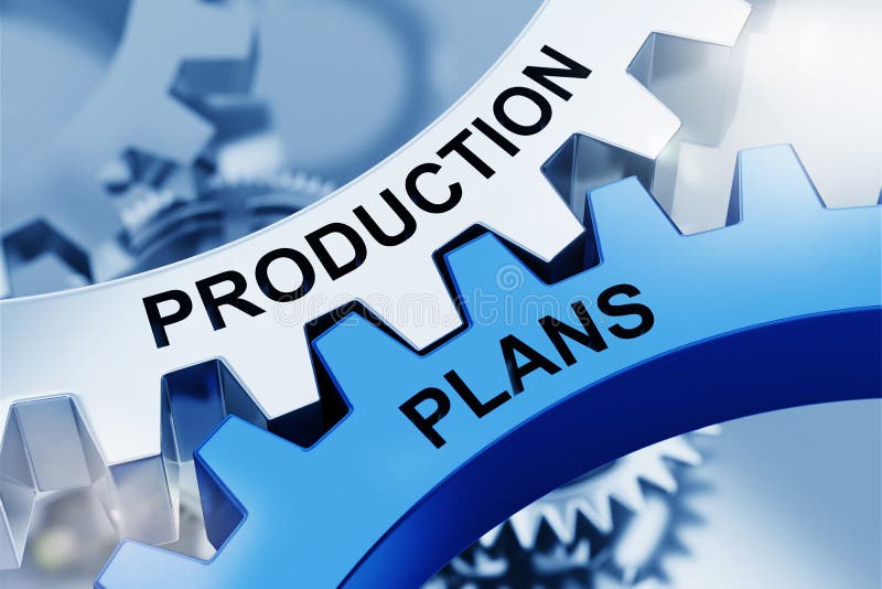 PRODUCTION PLANS on Metal Cog Gears. Stock Illustration - Illustration ...