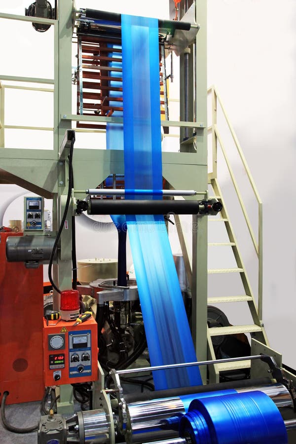 Production of plastic bags stock photo. Image of machine - 153103222