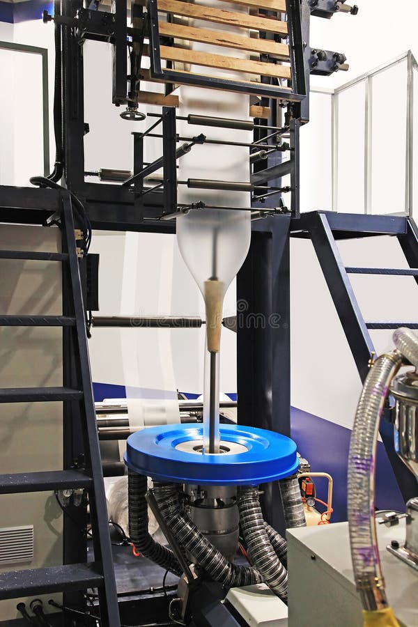 Production of plastic bags stock image. Image of layer - 138966801