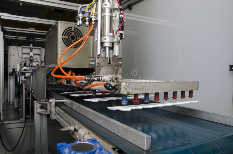 Production of Plastic Juice Box Cover Stock Photo - Image of storage ...