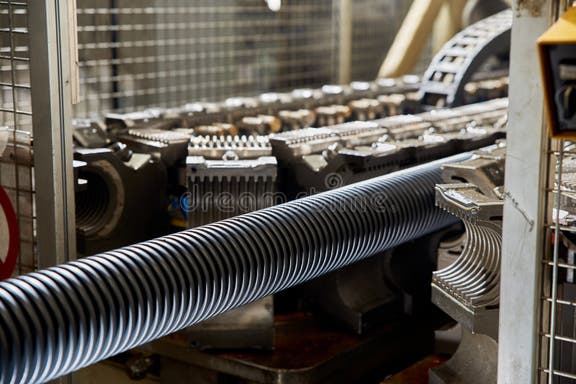 Production of a Plastic Pipe at a Factory Stock Image - Image of ...