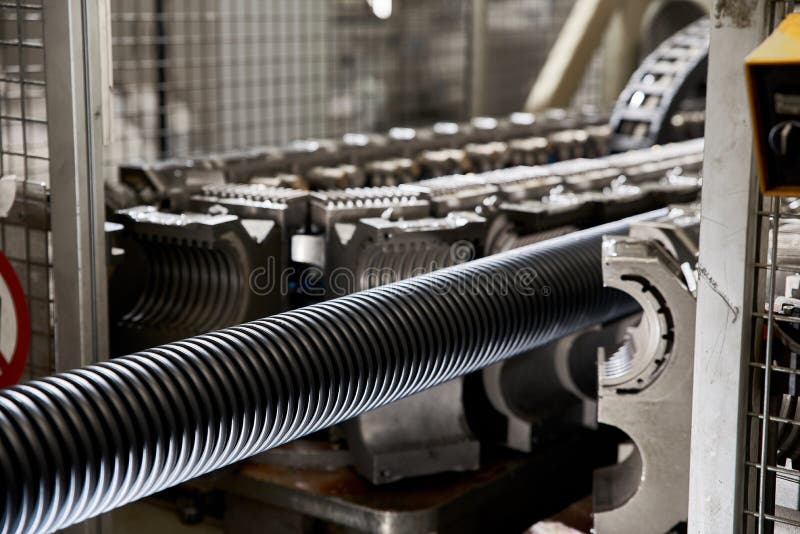 Production of a Plastic Pipe at a Factory Stock Image - Image of ...