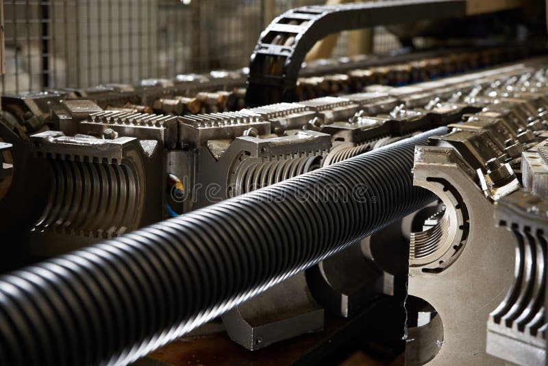Production of a Plastic Pipe at a Factory Stock Image - Image of ...