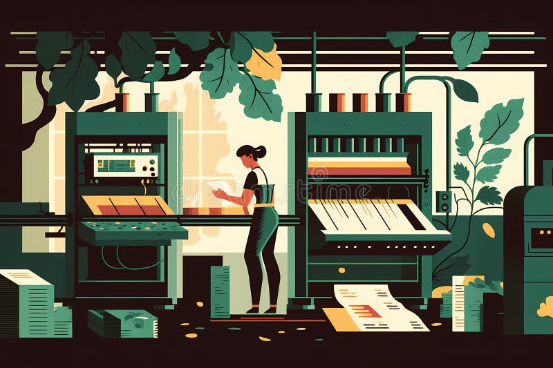 Production of Printed Matter. Typography Work Illustration Stock ...