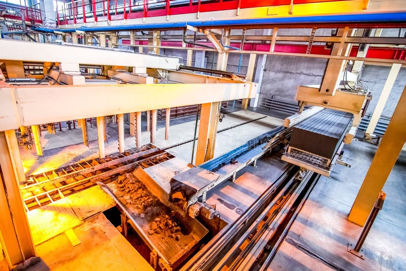 Production Process of Aerated Concrete Blocks Stock Photo - Image of ...