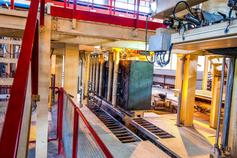 Production Process of Aerated Concrete Blocks Stock Photo - Image of ...