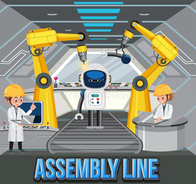 Production Process Concept with Assembly Line Banner Design Stock ...