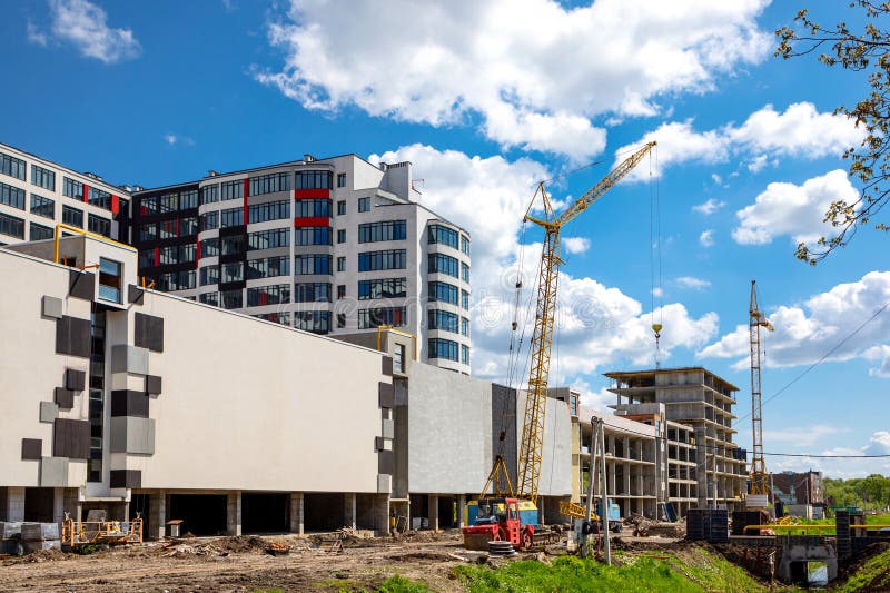 Production Process Construction New House Lifting Crane Site Stock ...