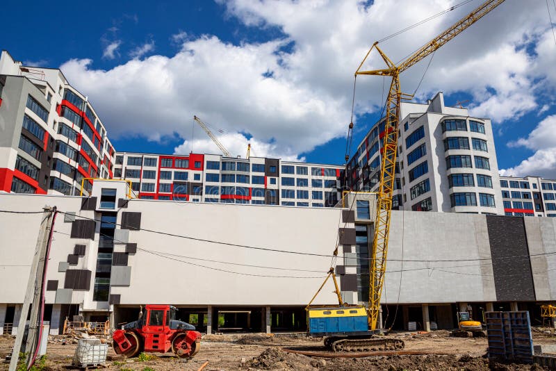 Production Process Construction New House Lifting Crane Site Stock ...