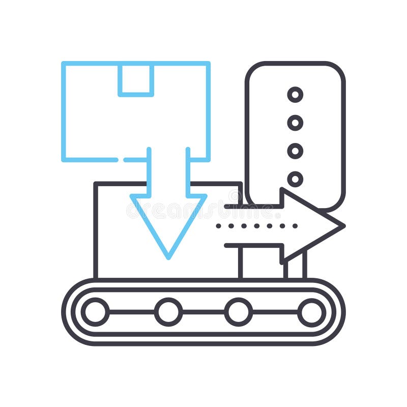 Production Process Line Icon, Outline Symbol, Vector Illustration ...