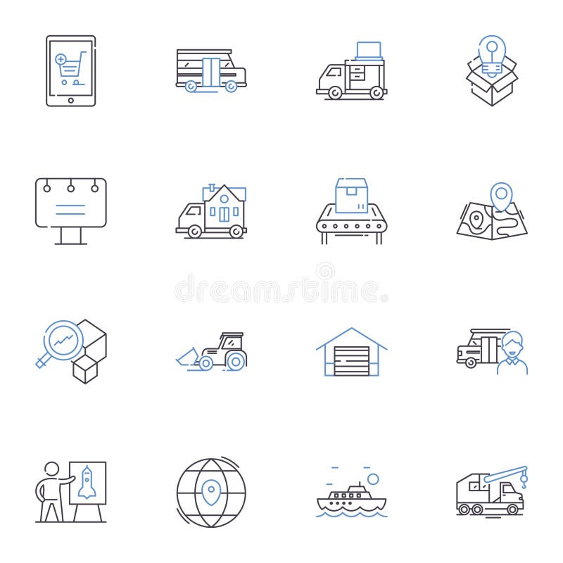 Production Process Line Icons Collection. Assembly, Fabrication ...