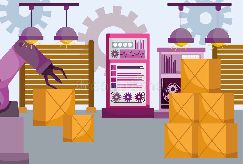 Production Process Machines Stock Vector - Illustration of technology ...