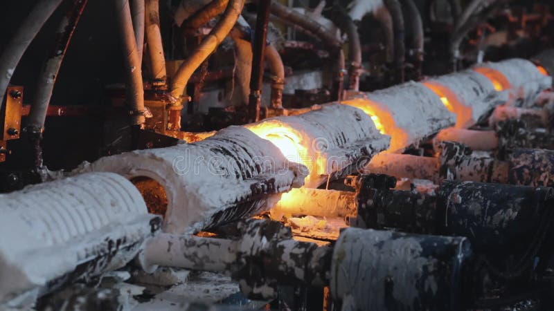 Production Process at a Metal Rolling Plant, Moving on a Hot Metal ...