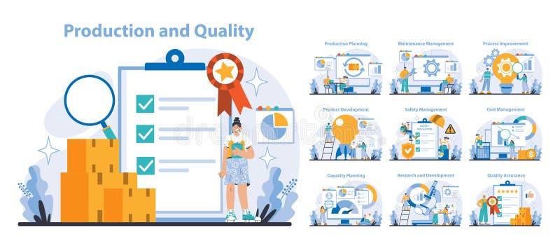 Production and Quality Concept. Flat Vector Illustration. Stock ...