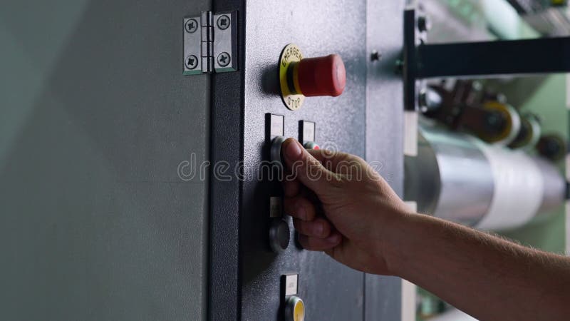 Bio Packaging Manufacturing Plant Production Machine, Worker Pushes ...