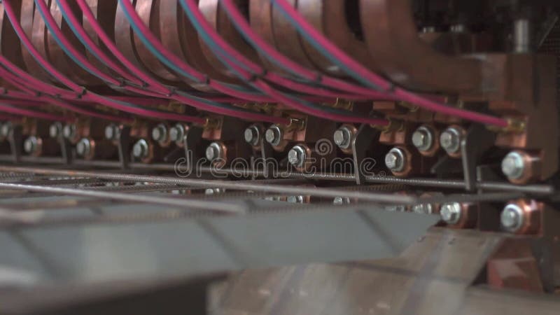 Sparks Fly. Production of Reinforcing Mesh on Automated Lines. Machine ...