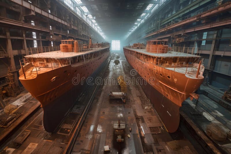 Production of Ships and Boats at the Factory. AI Generated Stock ...