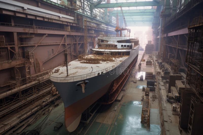 Production of Ships and Boats at the Factory. AI Generated Stock ...