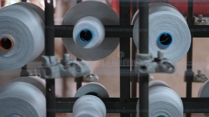 Production of Spinning Yarn in a Textile Factory Workshop Stock Video ...