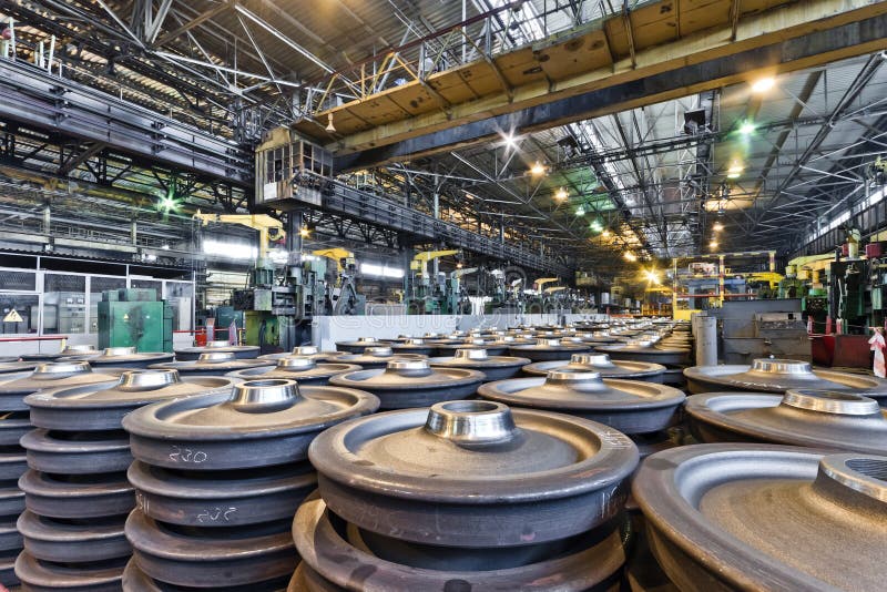 Production of the Steel Train Wheels Stock Image - Image of process ...