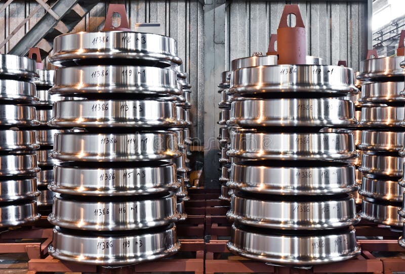 Production of the Steel Train Wheels Stock Image - Image of casting ...