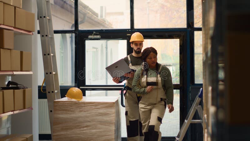 Technicians Check Warehouse Inventory Stock Image - Image of ...