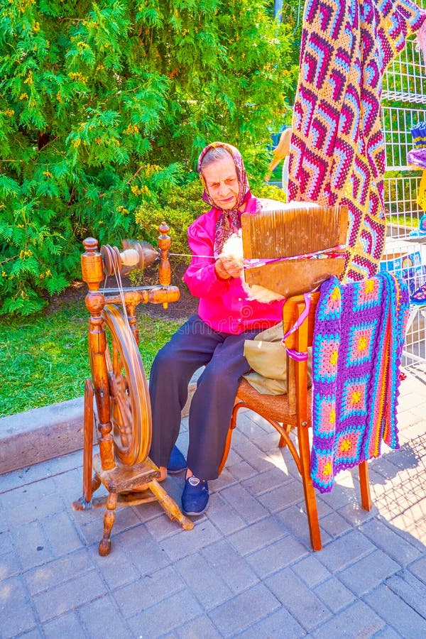 Production of Thread with Spinning Wheel, Dnipro, Ukraine Editorial ...