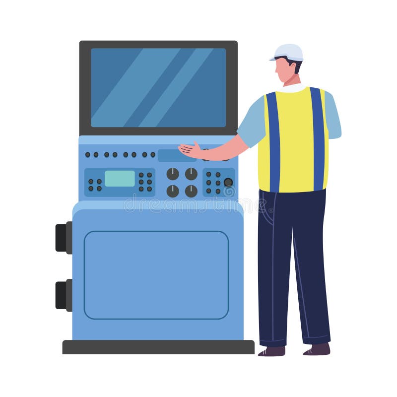 Worker is Operating Control Panel Stock Vector - Illustration of ...