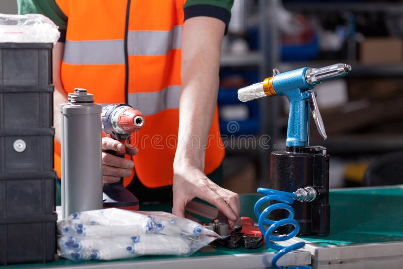 Production Worker with Boss Stock Image - Image of control, collar ...