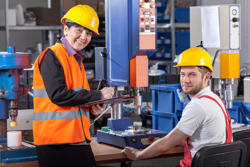 Production Worker at Workplace and Supervisor Stock Photo - Image of ...