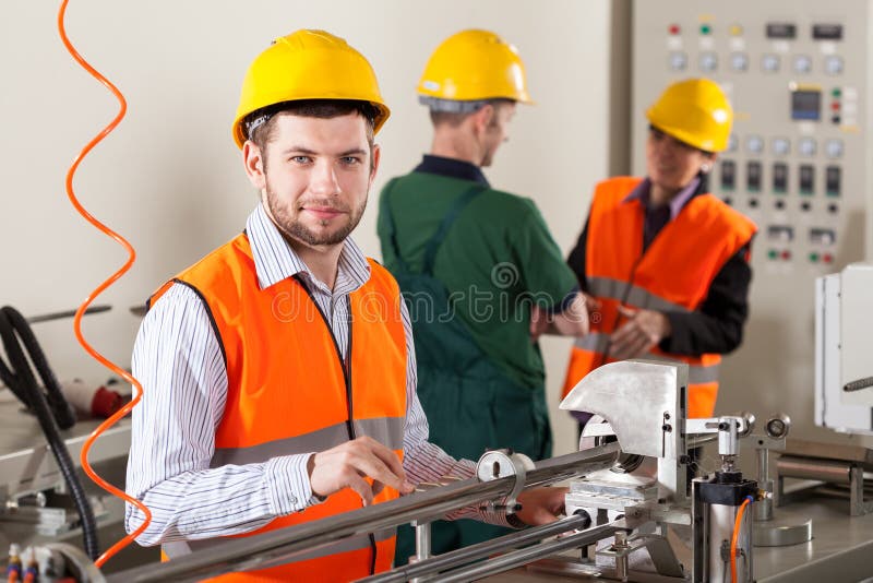 Production Workers Showing Thumbs Up Sign Stock Photo - Image of ...