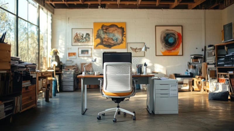 Productive and Comfortable Home Office with Modern Workspace, Calm ...