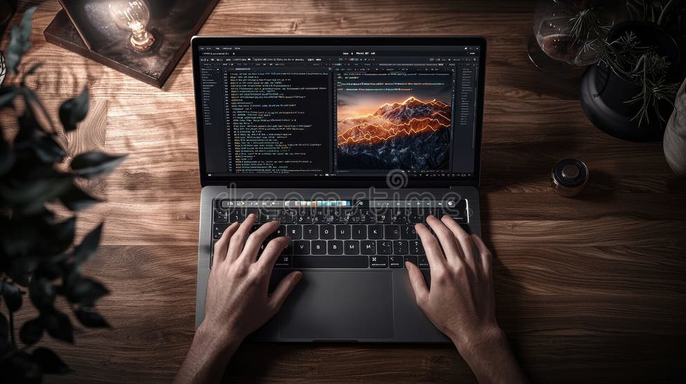 A Productive Day: a Person Engaged in Typing on a Laptop Computer for ...