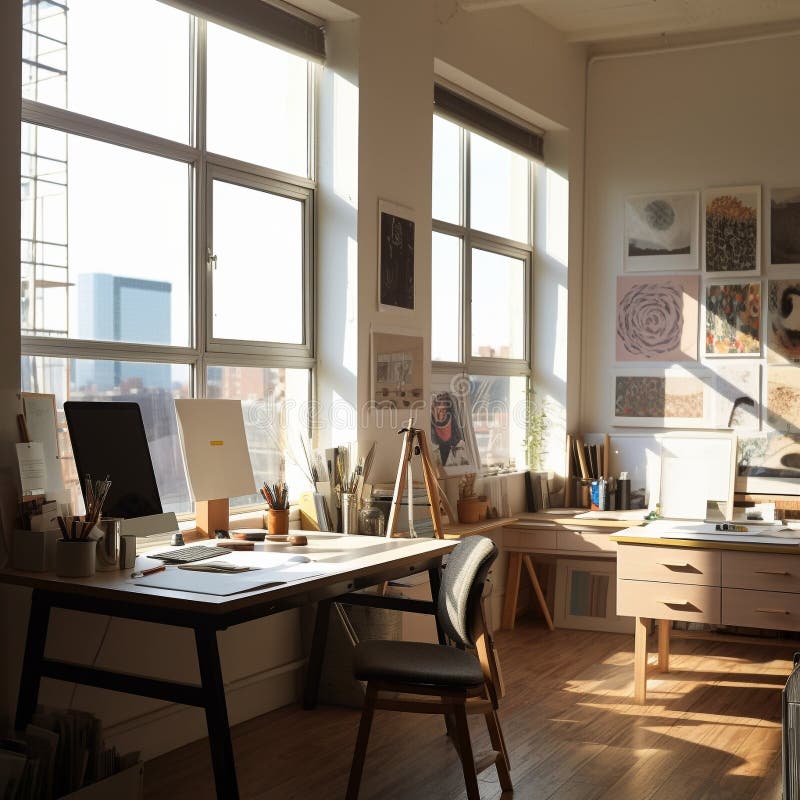 Productive Office Clean, Organized, Inspiring Stock Illustration ...