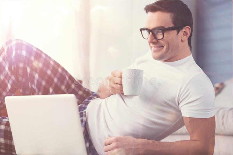 Productive Qualified Guy Working from Home Stock Photo - Image of ...