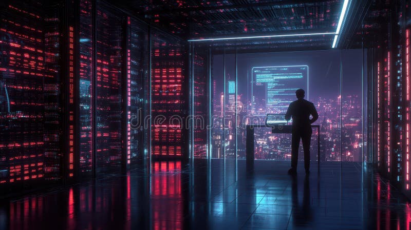 Productive Remote Work, Man Focused on Laptop in Cozy Home Office Setup ...