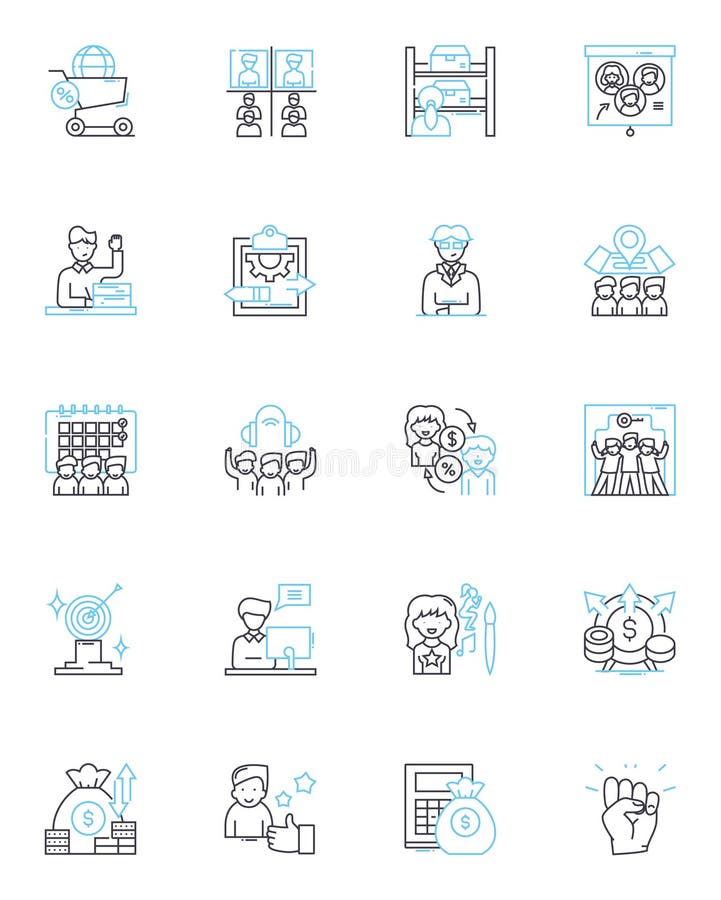 Productive Space Linear Icons Set. Workspace, Efficiency, Focus ...