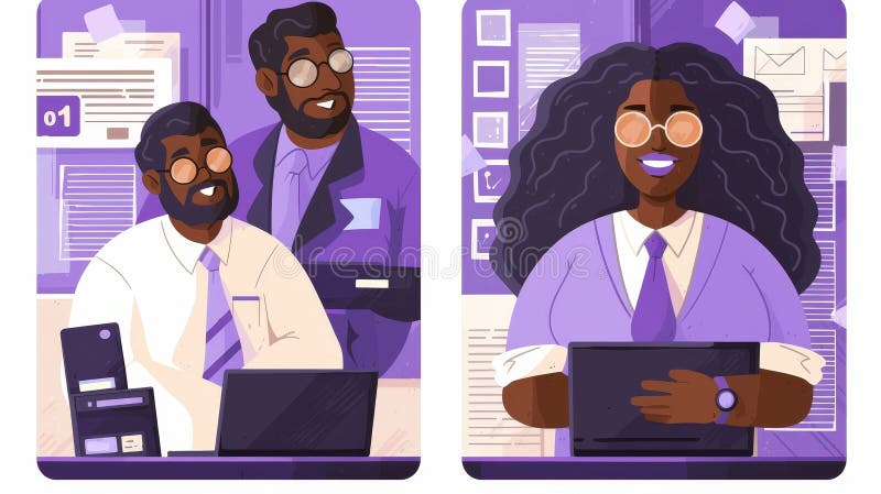 Productive Team at Work Collaboration Stock Illustration - Illustration ...