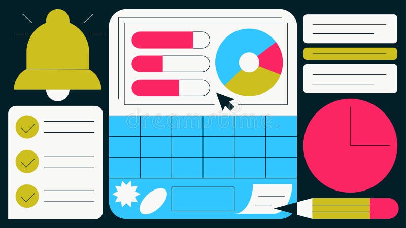 Productive Work Flat Concept Illustration Stock Vector - Illustration ...