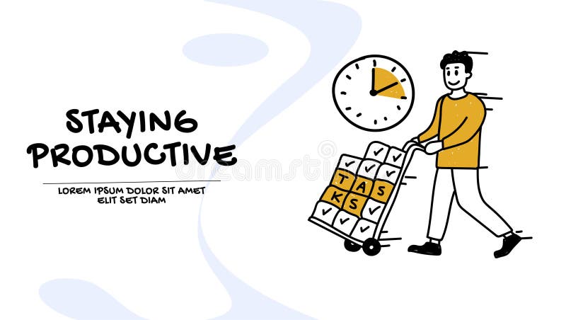 Productive Workflow and Task Management Concept. Vector of a Man ...