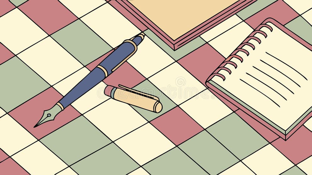 Productive Workspace Vector with Notebook and Fountain Pen, Vector ...