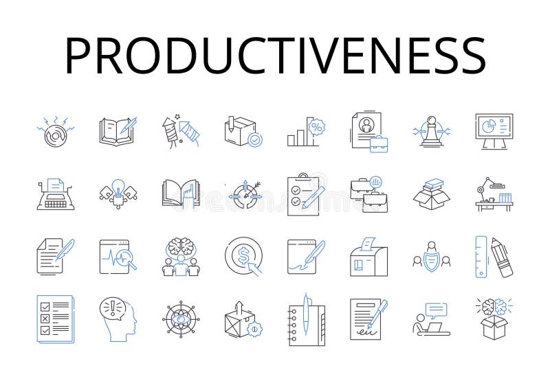 Productiveness Line Icons Collection. Efficiency, Effectiveness ...
