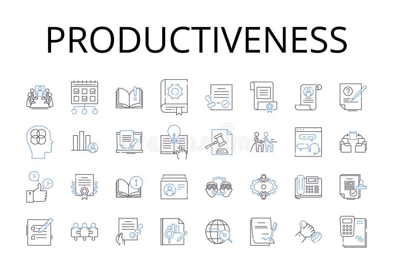 Productiveness Line Icons Collection. Efficiency, Effectiveness ...